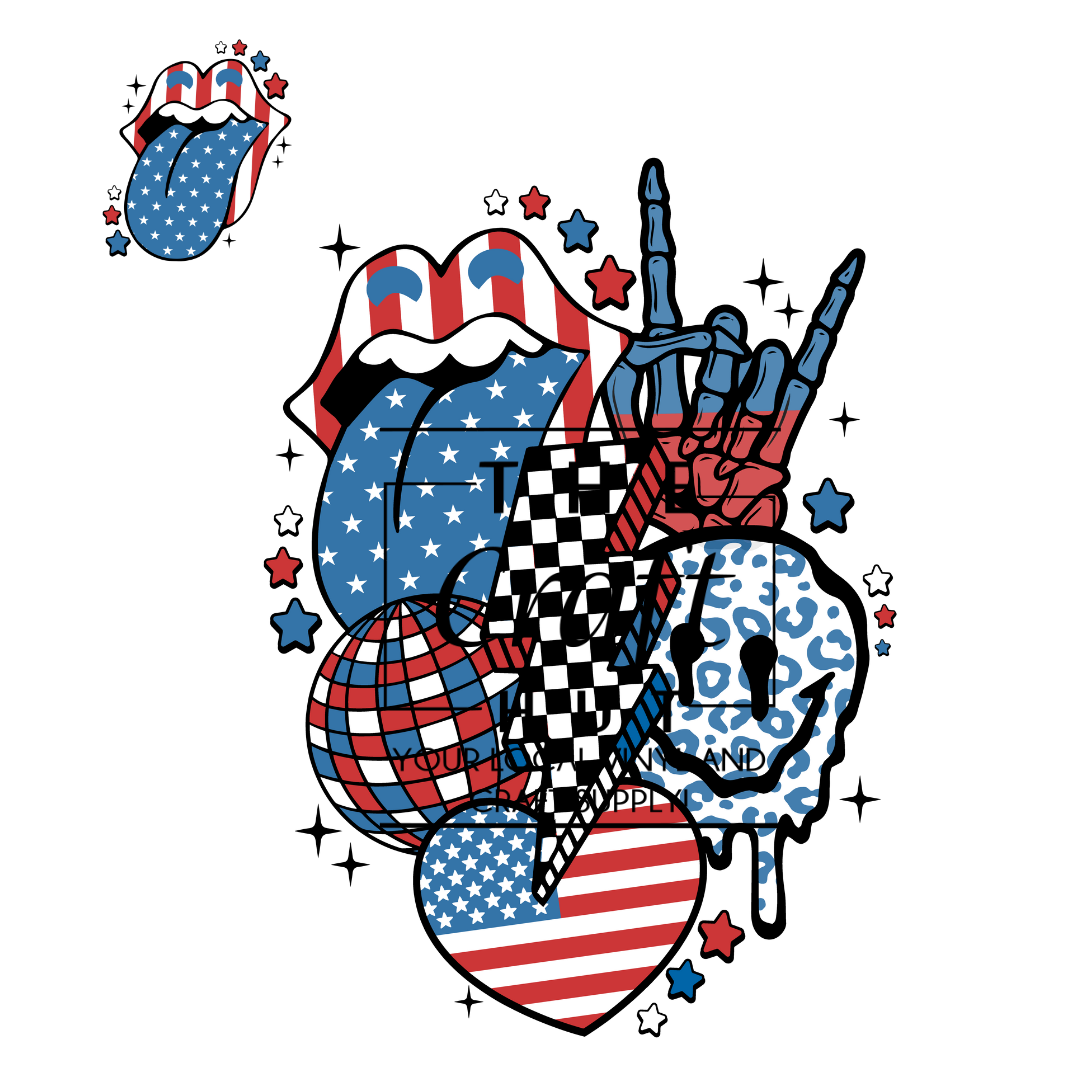 Patriotic DTF - Smiley, Tongue, Bolt (Front and Back) – The Craft Hut SCS