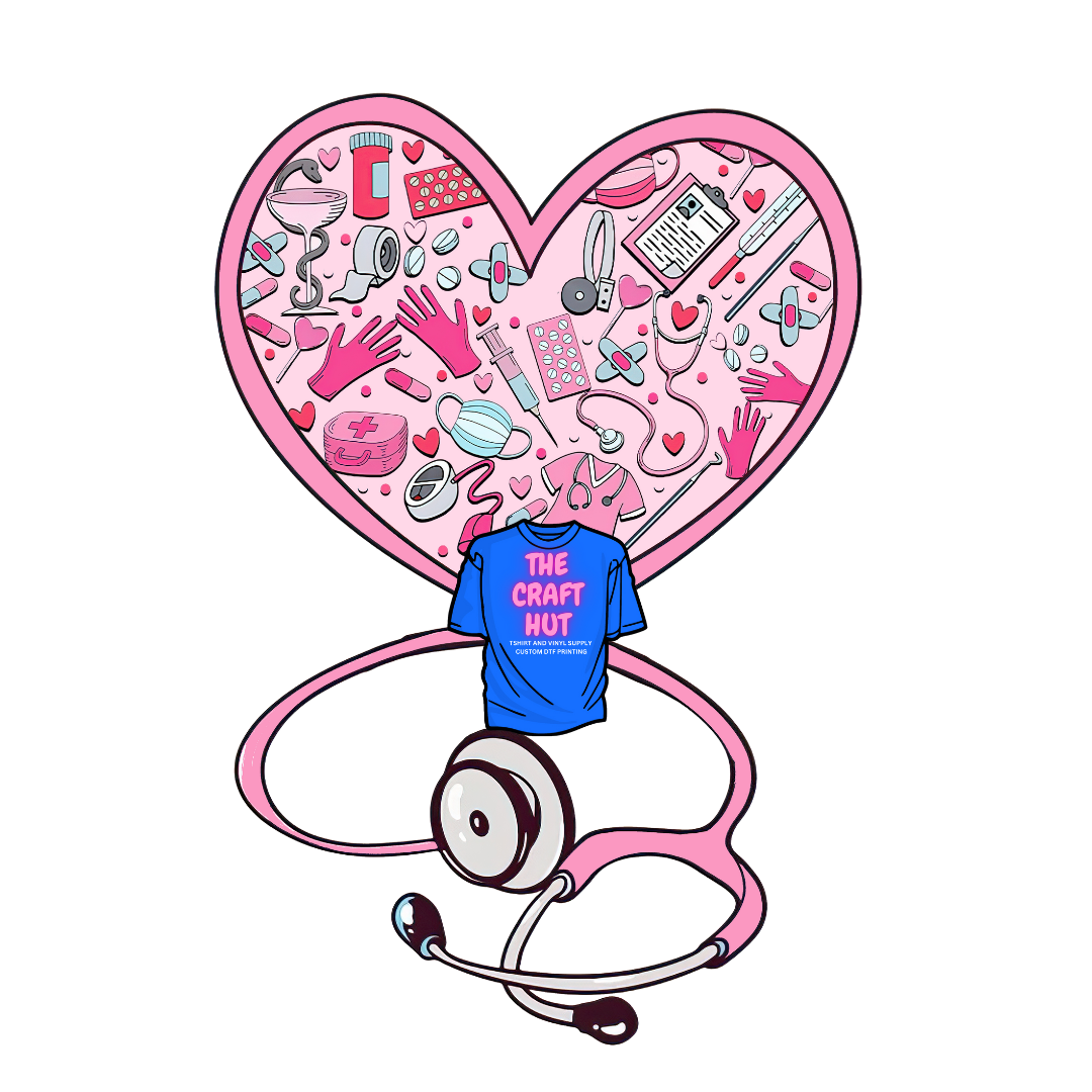 Valentines DTF Transfer - Heart Stethoscope – The Craft Hut SCS