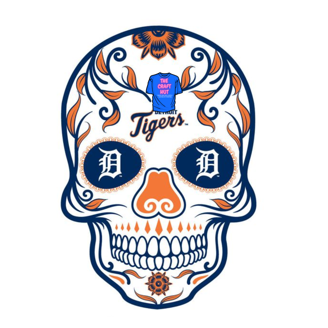 Tigers DTF Transfer - Detroit Tigers Sugar Skull – The Craft Hut SCS